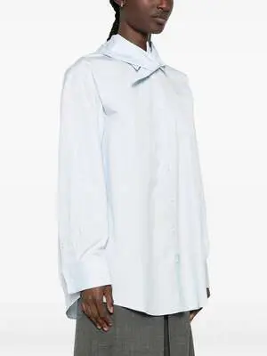 Prada Cotton Shirt With Knot Detail - Blue
