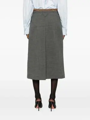 Prada Pleated Wool Midi Skirt