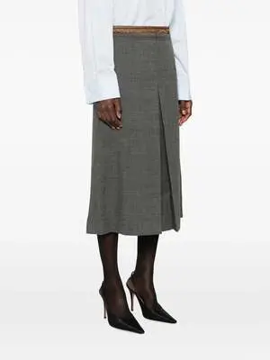 Prada Pleated Wool Midi Skirt