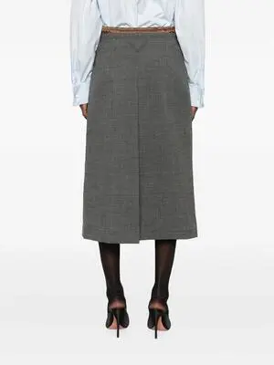 Prada Pleated Wool Midi Skirt - Gray
