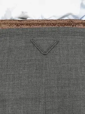 Prada Pleated Wool Midi Skirt - Gray