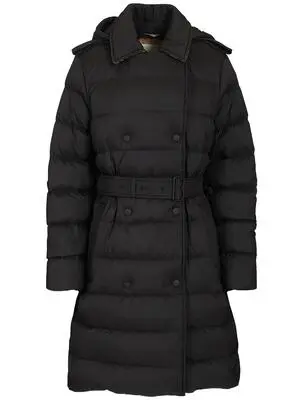 Burberry Belted Quilted Long Coat - Black