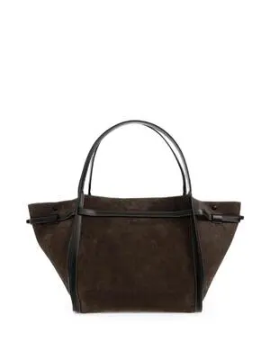 TOD'S T Signature Suede Medium Shopping Bag - Brown