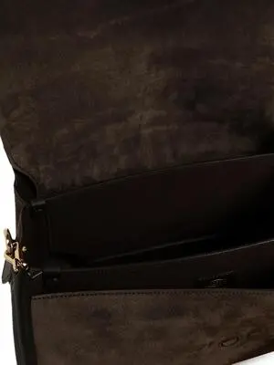 TOD'S Borsa Flap T Timeless In Pelle Scamosciata Piccola - Brown