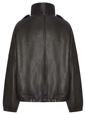 Saint Laurent High-neck Oversized Leather Jacket