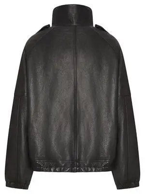Saint Laurent High-neck Oversized Leather Jacket