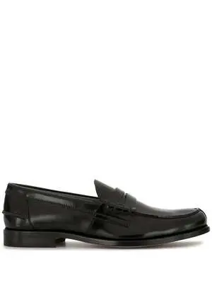 TOD'S Semi-shiny Leather Penny Loafers - Black