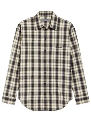 Balenciaga Regular Fit Shirt In Check Cotton Flannel - White