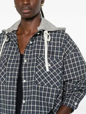 Miu Miu Check-pattern Hooded Shirt