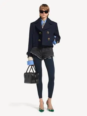 Balenciaga Cropped Peacoat In Textured Wool