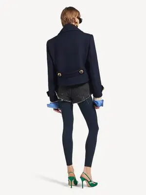 Balenciaga Cropped Peacoat In Textured Wool
