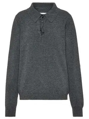 MAISON MARGIELA Draped Collar Wool Polo Sweater