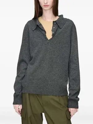 MAISON MARGIELA Draped Collar Wool Polo Sweater