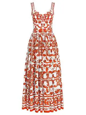 Dolce & Gabbana Maiolica Print Poplin Dress - Multicolor