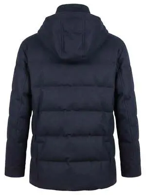 Brunello Cucinelli Bonded Wool Flannel Down Parka With Detachable Hood