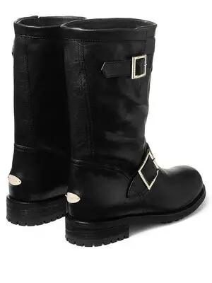 JIMMY CHOO Biker Mid Leather Ankle Boots
