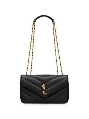 Saint Laurent Loulou Small Bag In Matelassé Lambskin - Black