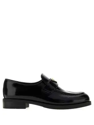 Prada Brushed Leather Loafers - Black
