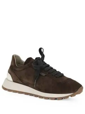 Brunello Cucinelli Suede Runners With Shiny Tab