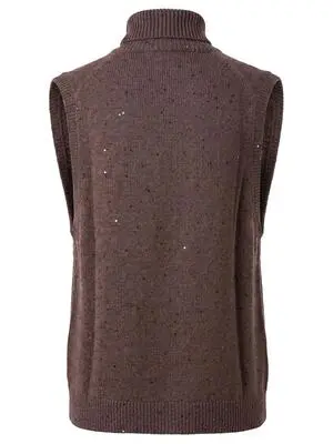 Brunello Cucinelli Cashmere Turtleneck Vest - Brown