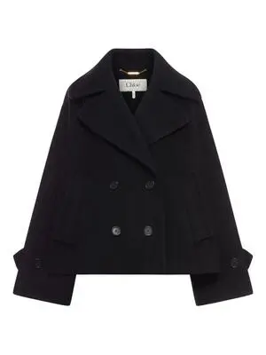 Chloé Oversized Wool Short Coat - Black