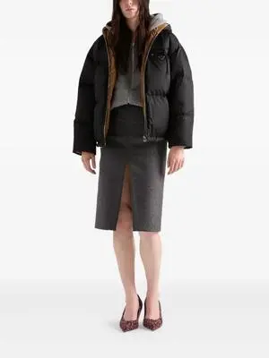 Prada Contrasting Lining Hooded Down Jacket