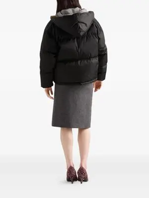 Prada Contrasting Lining Hooded Down Jacket