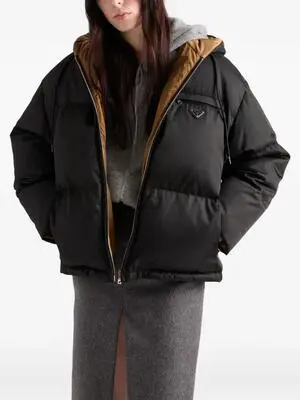 Prada Contrasting Lining Hooded Down Jacket