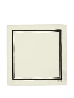TOM FORD Tonal Frame Silk Pocket Square - White