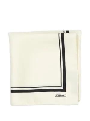 TOM FORD Tonal Frame Silk Pocket Square - White