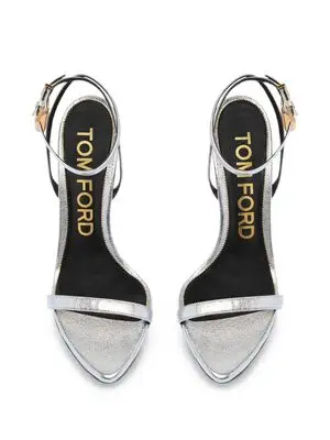 TOM FORD Laminated Nappa Leather Padlock Pointy Naked Sandals