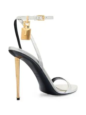 TOM FORD Laminated Nappa Leather Padlock Pointy Naked Sandals