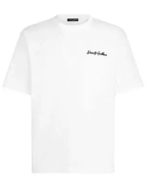 Dolce & Gabbana Cotton T-shirt With Logo Embroidery - White