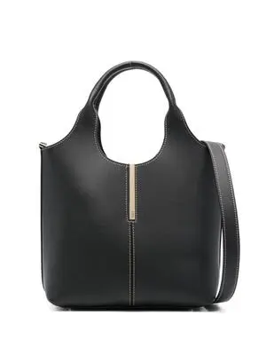 TOD'S Tod's Women Leather Mini Tote Bag With Branded Metal Bar Accessory Black