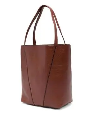 Chloé Spin Tote Bag In Grained Leather - Brown