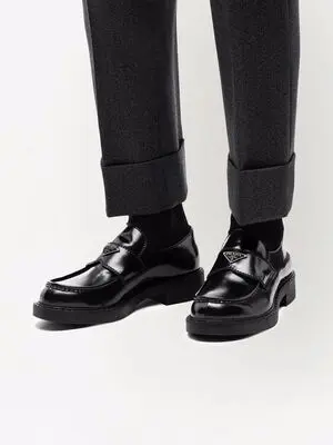 Prada Chocolate Brushed Leather Loafers