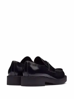 Prada Chocolate Brushed Leather Loafers