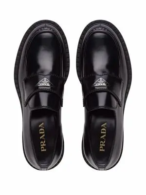 Prada Chocolate Brushed Leather Loafers
