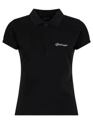 Balenciaga Fitted Polo With Logo Embroidery - Black