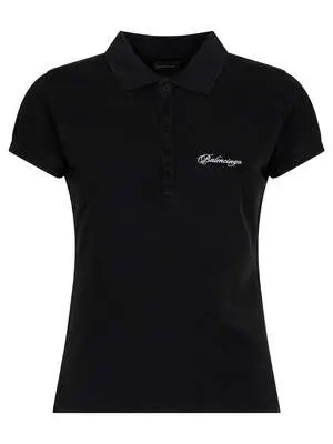 Balenciaga Fitted Polo Top - Black
