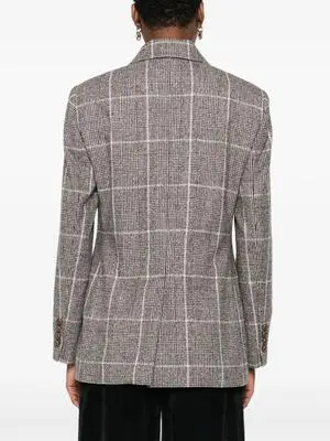 Brunello Cucinelli Prince Of Wales Double-breasted Blazer With Monili - Brown
