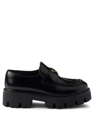 Prada Mocassini In Pelle Spazzolata - Black