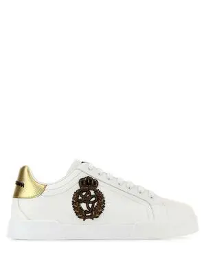 Dolce & Gabbana Sneakers Portofino In Vitello Nappato Con Patch Corona - Multicolor