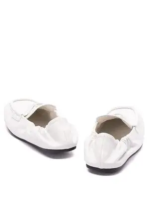 Miu Miu Ruches Nappa Leather Loafers - White