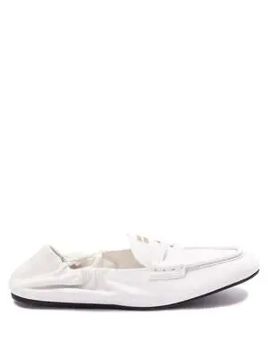Miu Miu Ruches Nappa Leather Loafers - White