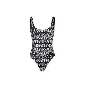 Versace All-over Logo One-piece Swimsuit - Black