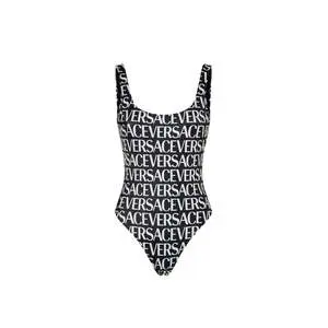 Versace All-over Logo One-piece Swimsuit - Black
