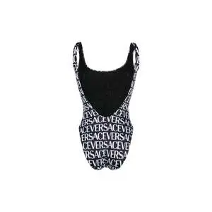 Versace All-over Logo One-piece Swimsuit - Black