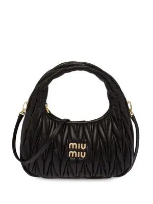 Miu Miu Wander Matelassé Nappa Leather Small Hobo Bag - Black