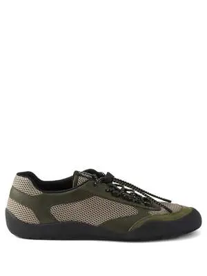 Prada Speedrock Leather And Mesh Fabric Sneakers - Green